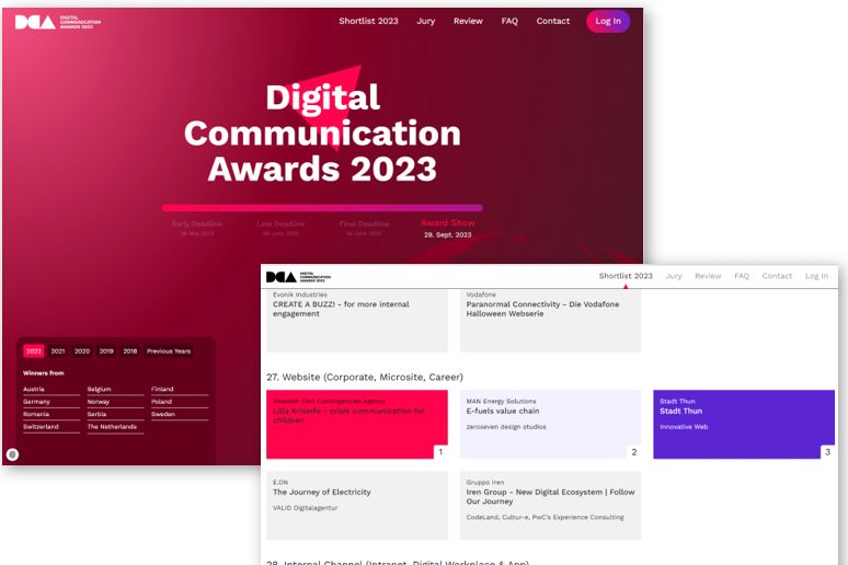Innovative Web AG - Digital Communication Awards 2023: Bronze für thun.ch